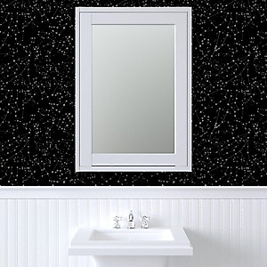 Peel & Stick Wallpaper Swatch - Constellations Black Background White Stars Space Night Time Custom Removable Wallpaper by Spoonflower