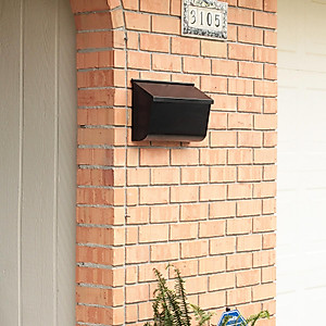 Architectural Mailboxes Woodlands Galvanized Steel Wall Mount Mailbox, L4010WBAM, Black, Medium Capacity