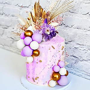 JeVenis Purple Cake Topper Boho Cake Decorations Cake Flowers Decorations Floral Cake Topper for Baby Shower Wedding Bridal Birthday Party Supplies