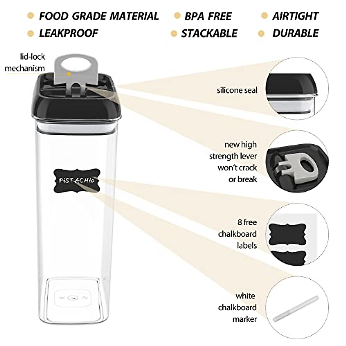 Tiawudi 4 Pack Large Pasta Storage Containers, 3.2L Each, Airtight Food Storage Containers for Kitchen Organization, Pantry Organization and Storage, Ideal for Spaghetti, Pasta & Noodles