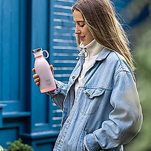 Portable Mini Blender with Wireless Charging for Home, Office & Outdoor 350ml, Spillproof, Travel Bottle for Juice, shakes and smoothies (PINK)