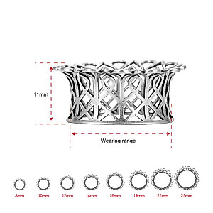 PUNKYOUTH 2PCS Ear Gauges Plugs Hollow Floral Single Flared Tunnels Fashion Expander Stretcher Piercings Brass Gauge Earrings 2g-1"