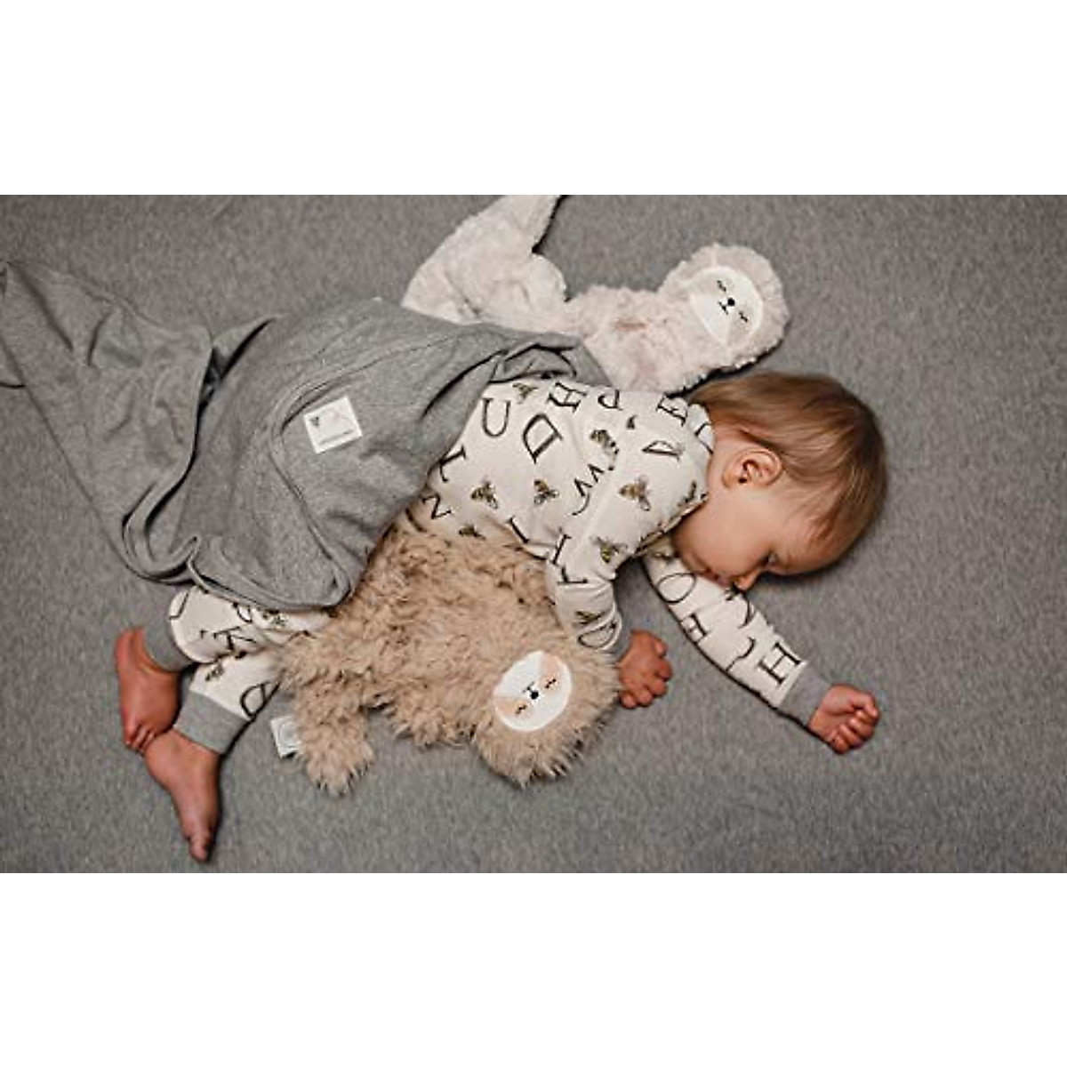 Burt's Bees Baby - Blankets, Set of 2, 100% Organic Cotton Swaddle, Stroller, Receiving Blankets (Heather Grey Solid + Honeybee Print) , 29x29 Inch (Pack of 2)