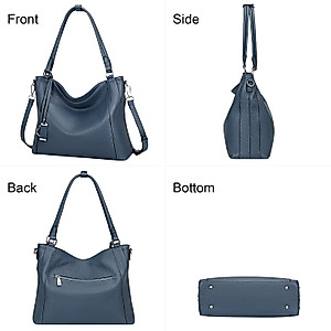 Over Earth Soft Leather Handbags for Women Shoulder Hobo Bag Large Tote Crossbody Bag (O103E Indigo Blue)