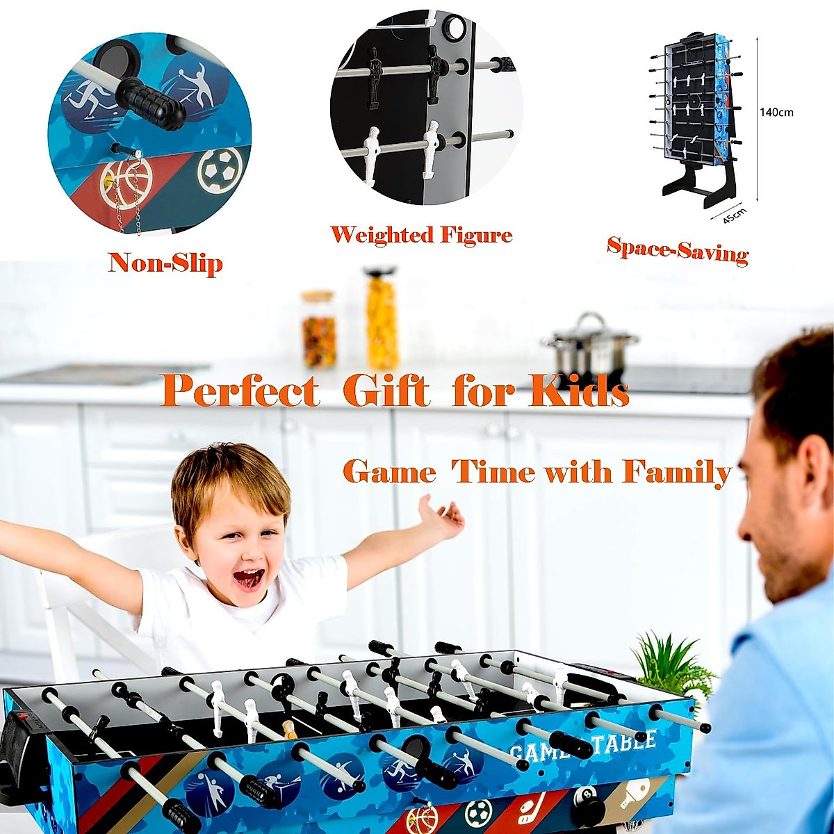 HLC 4FT Multi Function Combo Game Table with Pool Billiard Slide Hockey Foosball Basketball and Table Tennis