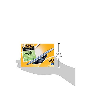 BIC Round Stic Xtra Life Ballpoint Pen, Medium Point (1.0mm), Blue, 60-Count