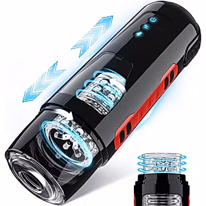 Automatic Male Masturbator Sex Toys for Men with 7 Thrusting & Roating Modes Male Sex Toys 3D Realistic Textured Sleeve Male Masterburbater Men's Vibrating Sex Machine Adult Sex Toys & Games Black