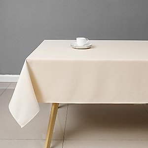 Wewoch Beige Rectangle Tablecloth Wrinkle Resistant Washable Fabric Table Cloth for Dining,Kitchen, Parties Weddings and Outdoor Use 60 Inch by 84 Inch