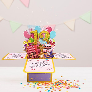 Asmallgf Happy 13th Birthday Pop Up Card for Girl Boy, Sweet Thirteen Year Old Birthday Gift Idea for Daughter Niece, Funny 13 Bday 3D Greeting Card for Him Friends