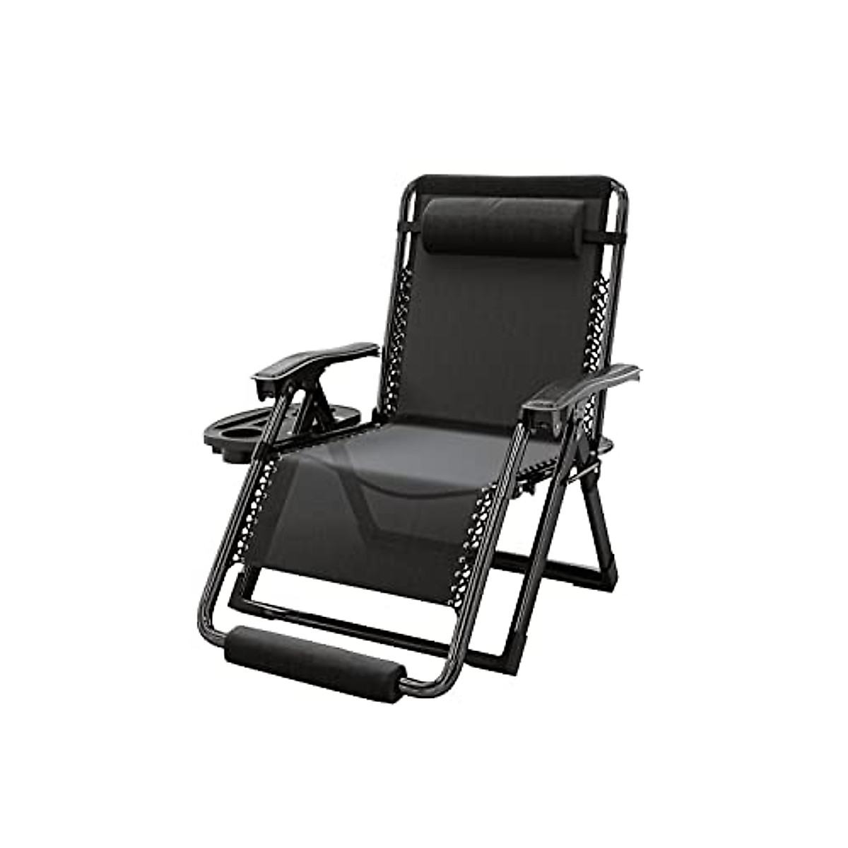 Ezcheer Zero Gravity Chair with Foot Rest Cushion, Support 350 lbs Patio Recliner Chair, Folding Camping Lawn Lounge Chair with Cup Holder and Head Rest (Black)