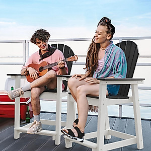 OTSUN Tall Adirondack Chairs, Outdoor Balcony Chair, Patio Bar Stool Chair with Widened Arms, High Back, Footrest, 400lbs, All-Weather Bar Height Chair for Garden, Yard, Backyard