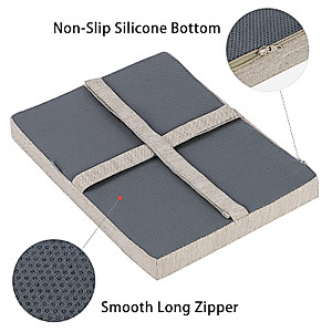 baibu Rectangle Bar Stool Cushions, Non-Slip Dining Chair Pads Kitchen Bench Stool Cushions with Machine Washable Cover - Only 1 Pad (Beige, 15.7×11.8×1.5in)