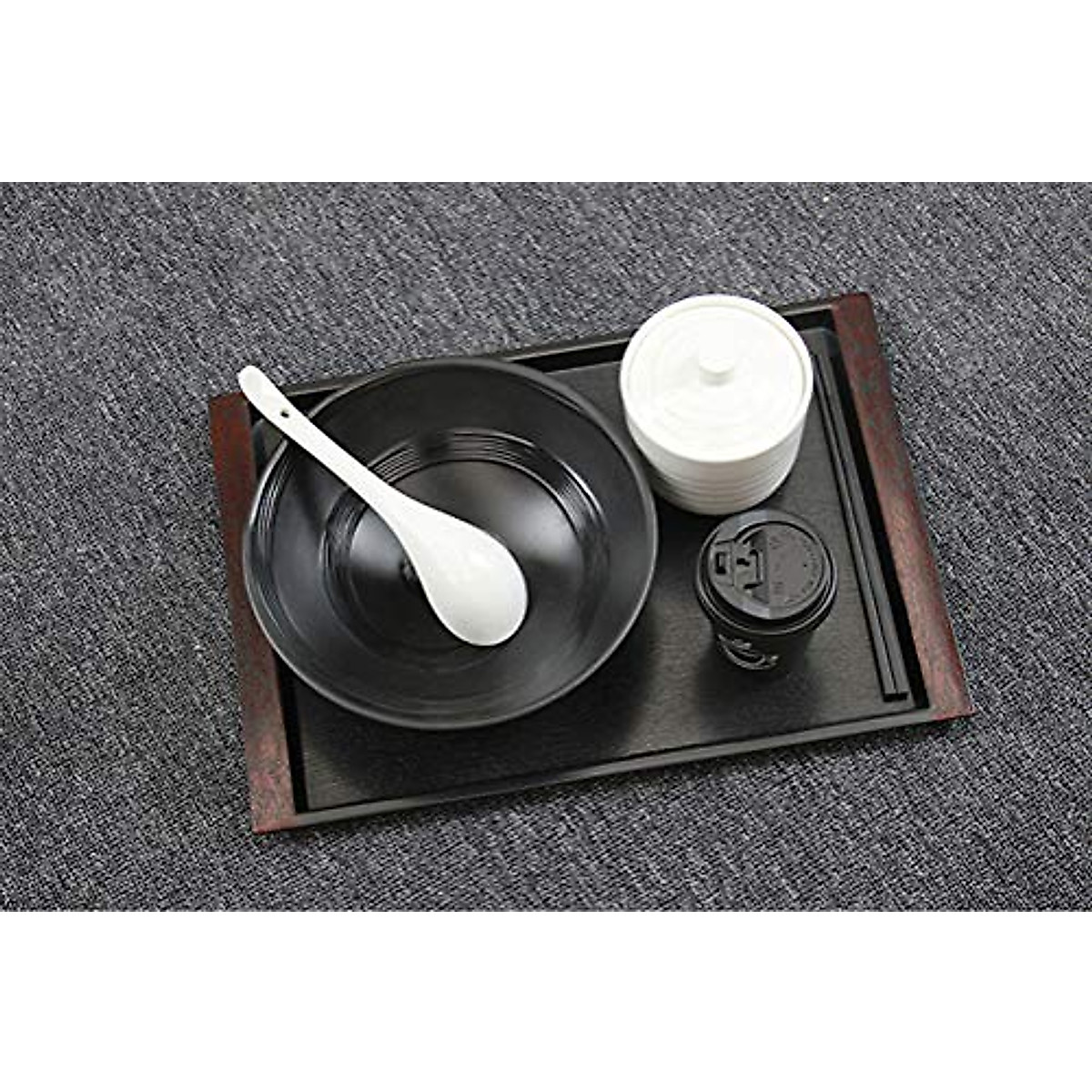 DayCount Melamine Serving Tray Large Rectangle - 14.8'' x 9.5'' Wood Grain Black Plastic Plate or Platter for Parties, Dinner, Thanksgiving, BBQ & Baking