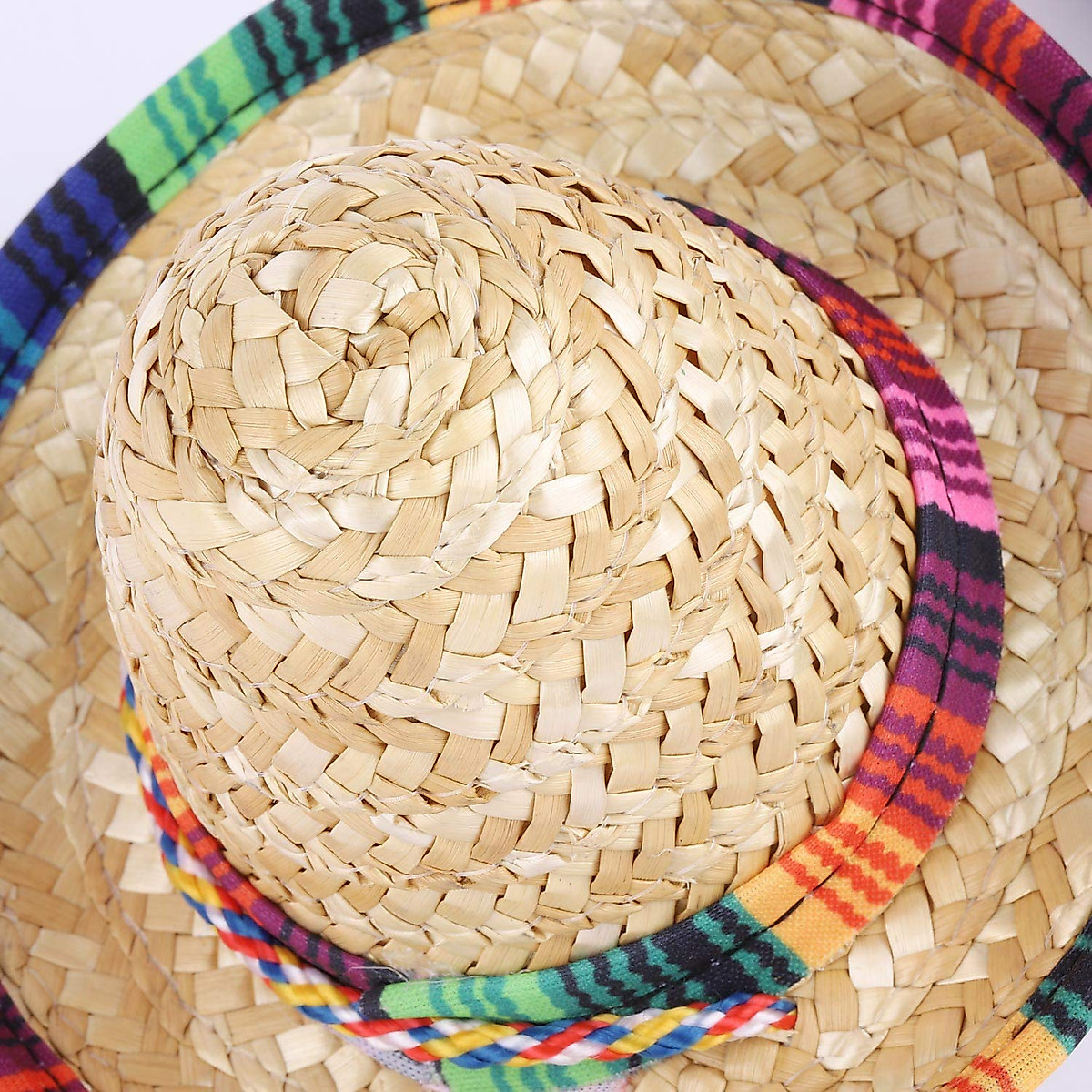 LoveBB 12 Pack Mini Sombrero Hats 5.9 Inch Small Straw Sombreros Cinco de Mayo hats for Kid Pet Doll Themed Party Decoration (Brown)