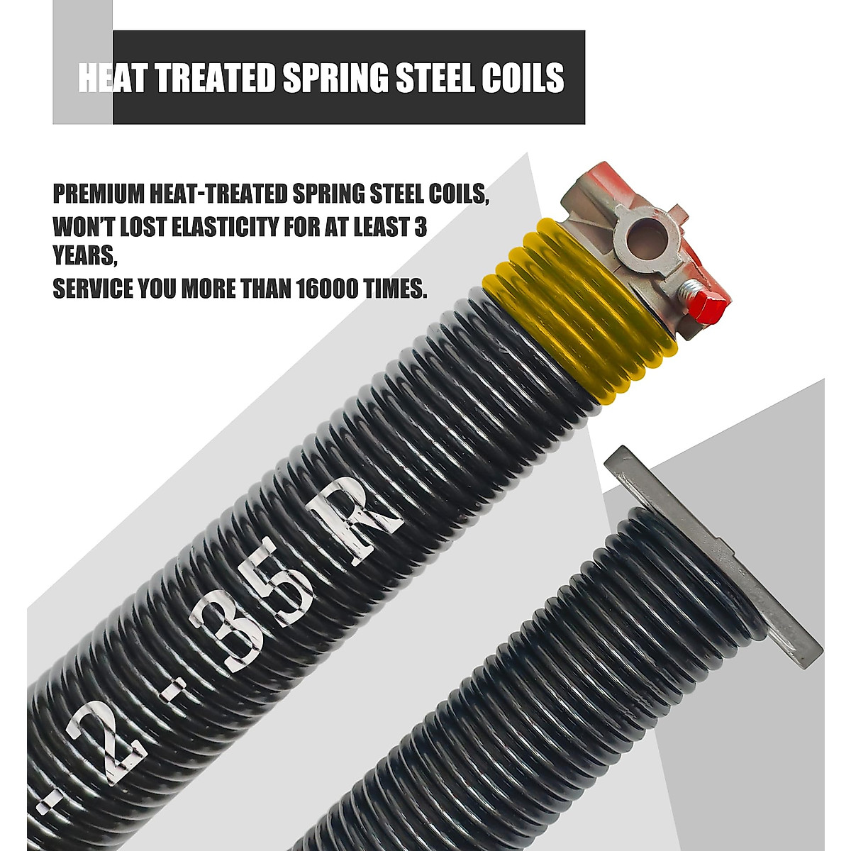 Garage Door Torsion Spring Set, Pair of 2" Electrophoresis Coated Garage Door Spring Replacement with 2 Non-Slip Winding Bars and Bearing, Minimum 16000 Cycles (.250x2x35")