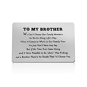 To My Brother Gifts Brother Engraved Wallet Card Brother Gift from Sister Brother Christmas Birthday Gifts for Big Brother Little Brother Step Brother Wedding Retirement Graduation Gift Family Present