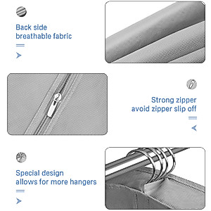 KIMBORA 60" Dress Garment Bags for Storage and Travel, Gusseted Hanging Clothes Bags for Closet Storage with Handles for Long Gowns, Coats（3 Packs,Gray）