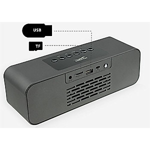 Portable Bluetooth Stereo Speaker, with 2x5W Acoustic Drivers, Dual Subwoofer, FM Radio, Handsfree Speakerphone, Slots for Micro SD Card, USB and AUX-in, for Smart Phone, MP3, MP4, iPad, Tablet