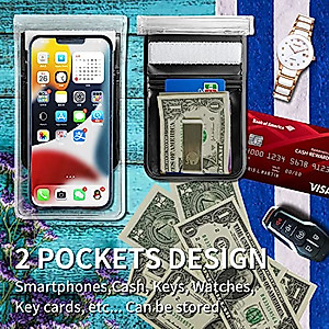 Oreunik Waterproof Phone Pouch [2-Pack], Waterproof Case Dry Bag for iPhone 14/13 Pro MAX Samsung Galaxy S22/S20 Ultra s11/s10 Up to 8 Inches, Screen Touch Sensitivity, 2 Layer Design Pocket (Black)