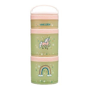Whiskware Stackable Snack Containers for Kids and Toddlers, 3 Stackable Snack Cups for School or Travel, Unicorn