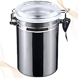 EXCEART Airtight Coffee Container Stainless Steel Container Coffee Beans Storage Vault Coffee Canister Jar 12cm x 17cm