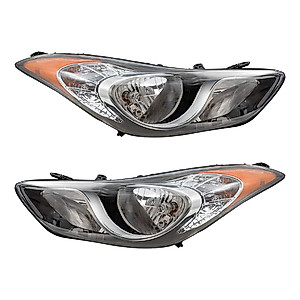 Brock Replacement Pair Set Halogen Headlights Headlamps Compatible with Elantra 921013Y000 921023Y000