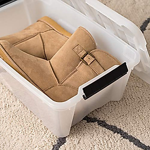 IRIS USA 12 Qt. Plastic Storage Container Bin with Secure Lid and Latching Buckles, 6 pack - Pearl, Durable Stackable Nestable Organizing Tote Tub Box Toy General Organization Small