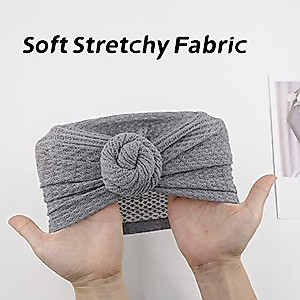 KIDOCHEESE Baby Turban Bun Knot Baby Girl Hat Newborn Hospital Cap Infant Toddler Beanie Head Wrap with Big Bow