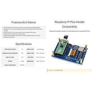 waveshare 3.5inch Touch Display Module for Raspberry Pi Pico 65K Colors 480×320 Pixels Resistive Touch Controller XPT2046 ILI9488 Driver Using SPI Bus