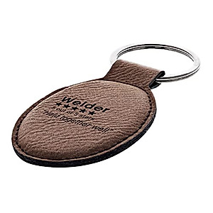 ThisWear Welder Gifts For Women Welder 5 Out Of 5 Stars Review Held Together Well Leatherette Oval Keychain Key Tag Brown