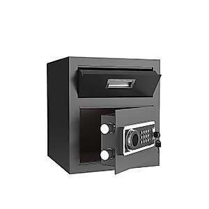 2 Cub Security Business Safe and Lock Box with Digital Keypad,Drop Slot Safes with Front Load Drop Box for Money and Mail,Business