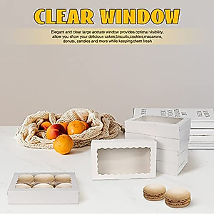 Cmkura 40 Pack Kraft Cookie Boxes with Clear Window,7" x 4 3/8" x 1 1/2",Paper Macaron Donut Candy Cakesicle Dessert Pastry Gift Box Container for Wedding,Party,Christmas,Birthday,Baby Shower(White)