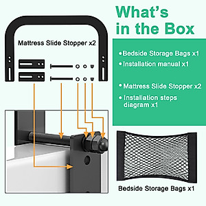 SEMPOMA Mattress Slide Stopper, Anti Slip Mattress Gripper for Metal Bed Frame to Keep Mattress from Sliding, Mattress Retainer Bar (2 Pack)