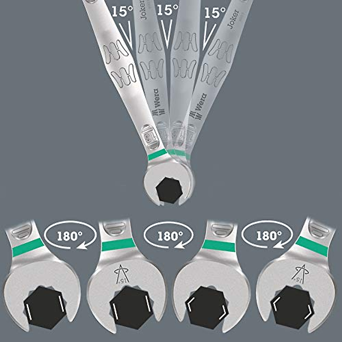 Wera 05020241001 6003 Joker 8 Imperial Set 1 Combination Wrench Set, Imperial, 8 Pieces