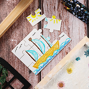 Christmas Blank Jigsaw Puzzle 9 Pieces 1.7 x 1.18 Inch White Blank Puzzle Rectangle Decorating Puzzle for Decorating Boys and Girls Art Activity, Wedding Birthday Party, 5.12 x 3.54 Inches