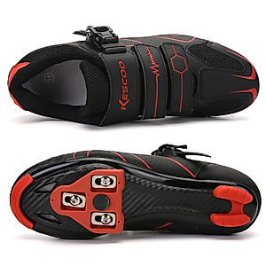 Unisex Cycling Shoes Compatible with Peloton Indoor Road Bike Shoes Riding Shoes for Men and Women Delta Cleats Clip Outdoor Pedal, (Black-red, M8)