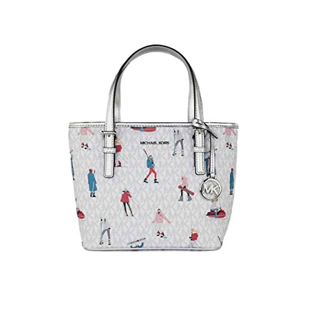 Michael Kors XS Carry All Jet Set Travel Womens Tote (Bright White Multi)