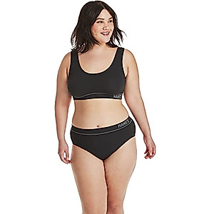 Hanes Women's Originals Seamless Stretchy Ribbed Hi-Leg Bikini Panties Pack, Assorted, 6-Pack, Black/Heritage Grey Marle, X Large