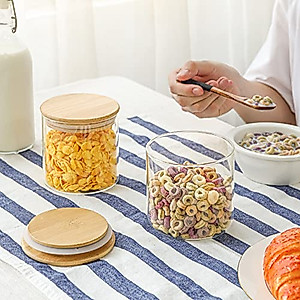 ComSaf 20 oz Glass Food Storage Jars Set of 6, Clear Storage Containers with Airtight Bamboo Lid, Pantry Organization Jar, Spice, Blooming Tea, Coffee and Sugar Container, Canister Set for Kitchen