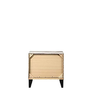 Acme Furniture Avantika Nightstand, Faux Marble & Rustic Gray Oak