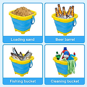 TOY Life Beach Toys for Toddler 1-3 Sand Toys for Kids Beach Toys for Kids Ages 4-8 with 4 Callapsible Buckets Sandbox Toys Beach Toys for Kids Ages 8-12 with Shovels Collapsible Beach Toys 2.5L