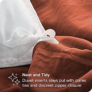 Bare Home Sandwashed Duvet Cover Queen Size - Premium 1800 Collection Duvet Set - Cooling Duvet Cover - Super Soft Duvet Covers (Queen, Sandwashed Dusty Rose)