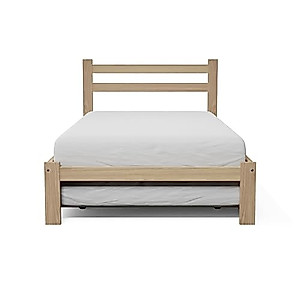 Twin Trundle Bed Wooden Bed Solid Pine Wood with Slats Support Unfinished Single Wooden Bed Frame Suitable for Bedroom and Wheeled Trundle Bed