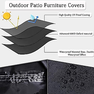 MRJ 600D Fabric Waterproof Outdoor Patio Furniture Covers - Protect Your Garden Furniture with Sun-Resistant 74 x 47 x 28 inch Dimensions
