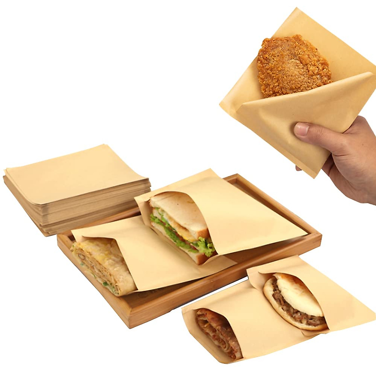 BaShiDer Wax Paper Bags Glassine 3.9 x 5.7-inch Sleeves Little Paper Treat Snack Bags for Cookie Potato Chips Dessert(100Pcs)