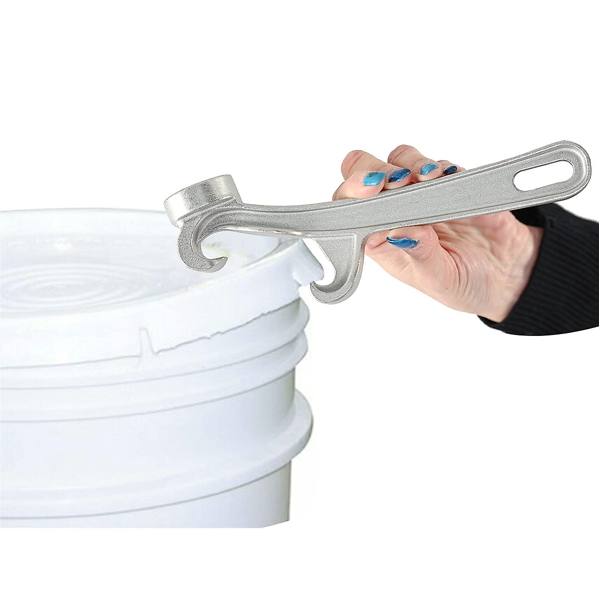 HOME-X Aluminum Pail Opener, Sturdy Bucket Lid Removal Tool, Handy Lightweight Aluminum Lid-Remover and Opener Tool, 8 ½” L x 2" W x 1 ¼” H, Silver