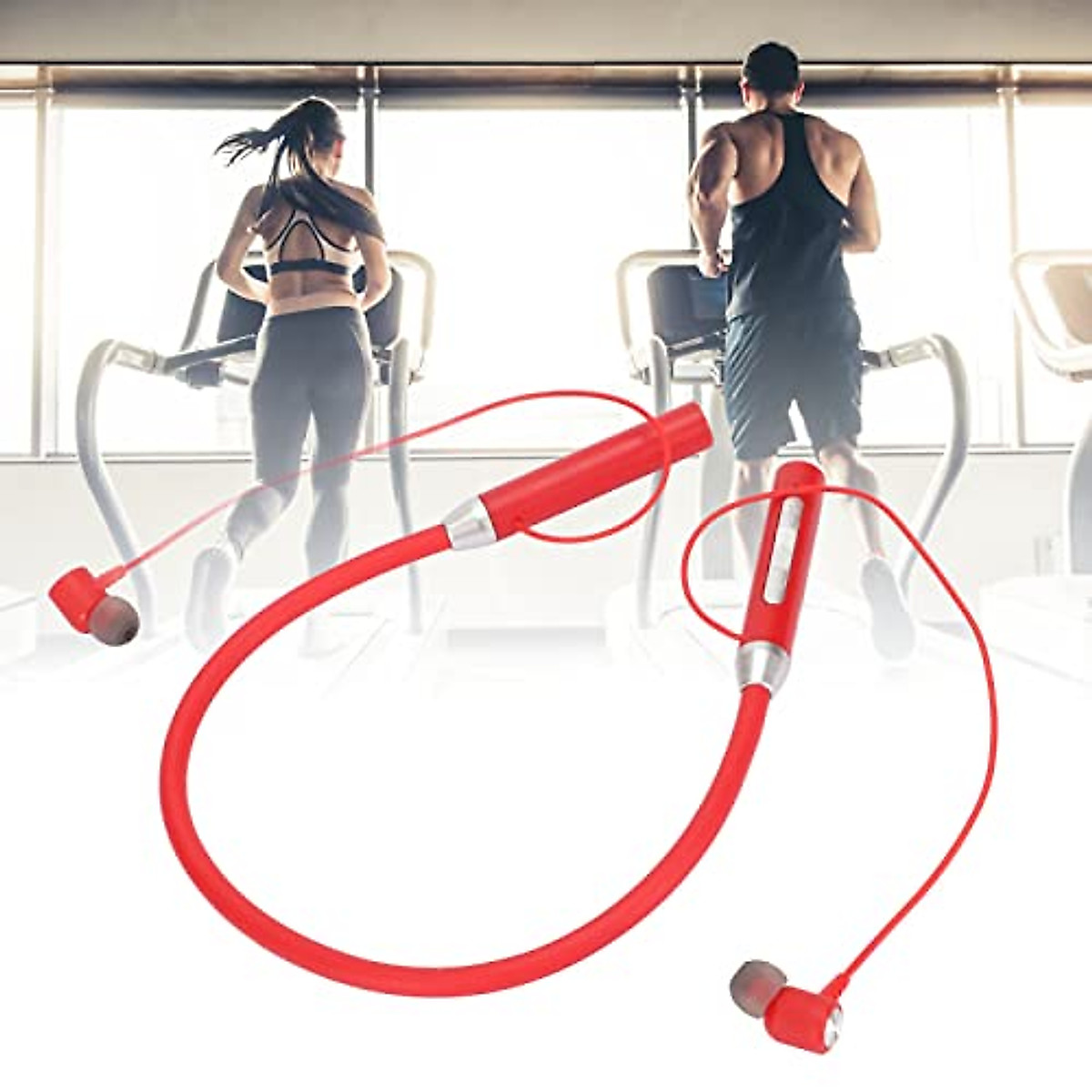 BT 5.2 Neckband Earbuds, Wireless Magnetic Headphones, IPX5 Waterproof Stereo Ergonomic Enhanced Bass Sports Earphone with Multi Functional Buttons for Exercising (Red)