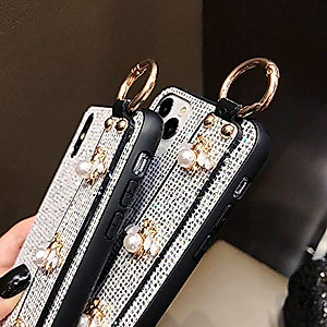 LNtech Luxury Sparkle Bling Protector Cover with Stand Holder Hand Strap,Glitter Cute Bee Wrist Strap Kickstand Phone Case Compatible with iPhone 13/iPhone 14