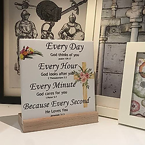 Urbcent Religious Gifts for Women Friends Christian Gifts for Pastor Bible Saying Desk Decor for Women God Gifts Desk 6”x6” Decorative Plaque with Wooden Stand