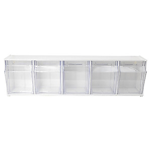 Deflecto Tilt Bins, Interlocking 5-Bins, 23" x 5" x 6.5 ", White (20503OP)